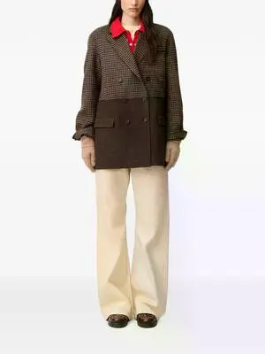 Claudie Pierlot Plain Checked Wool Coat