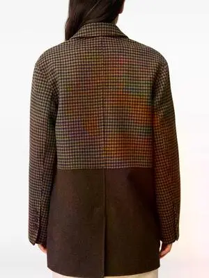 Claudie Pierlot Plain Checked Wool Coat