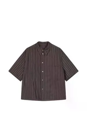 CROQUIS Pinstripe Short-sleeve Shirt - Brown