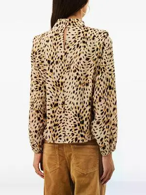 Ba&sh Animal-print High-neck Blouse - Neutrals
