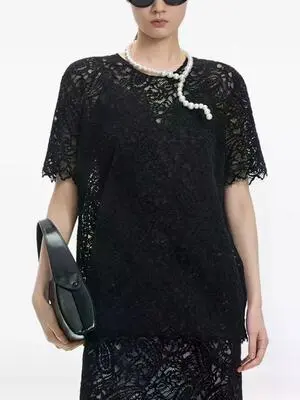 JNBY Short-sleeved Lace T-shirt - Black