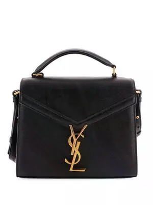 Saint Laurent Cassandra Top Handle Bag Leather Mini Shoulder Bag - Black