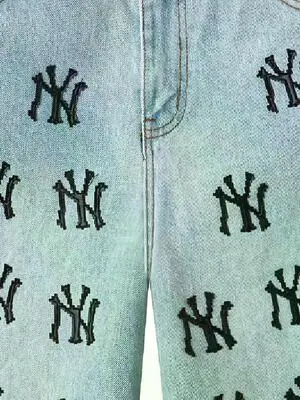 HAPPY MEMORIES DON'T DIE Ny Yankees Embroidered Denim Shorts