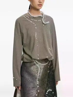 JNBY Pearl-embellished Long-sleeved T-shirt