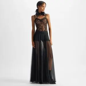 Fendi Long Lace And Tulle Dress