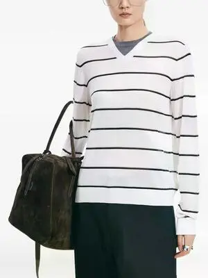 JNBY V-neck Striped Sweater