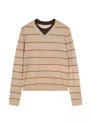 JNBY V-neck Striped Sweater - Neutrals