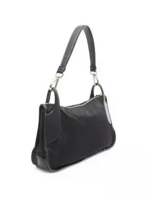 Prada 2000s Tessuto Shoulder Bag With Enamelled Triangle Logo