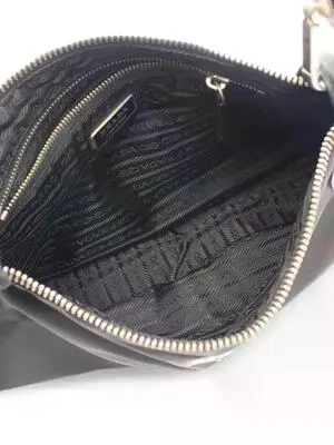 Prada 2000s Tessuto Shoulder Bag With Enamelled Triangle Logo