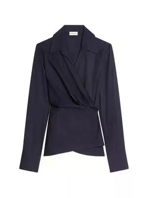 Dries Van Noten Fitted Cotton Wrap Shirt - Blue