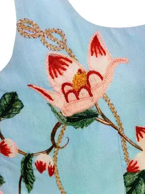 Agua Bendita Embroidered Linen Blouse - Blue