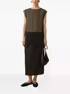 LESS Double-layer Silk Midi Dress