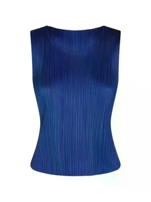 Issey Miyake Pleated Sleeveless Top - Blue