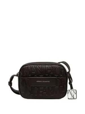 Armani Exchange Logo-embossed Leather Cross Body Bag - Brown