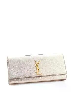 Saint Laurent Classic Monogram Metallic Calfskin Long Clutch Bag