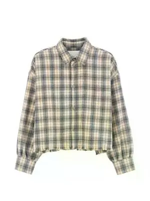 BELLEROSE Jonnie Check Frayed-hem Shirt - Grey