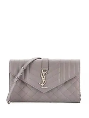 Saint Laurent Classic Monogram Chain Wallet Mixed Matelasse Leather Medium Crossbody Bag