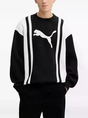 PUMA Logo-motif Colour-block Sweater - Black
