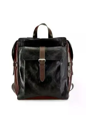 Dries Van Noten Leather Backpack With Snakeskin Straps - Black