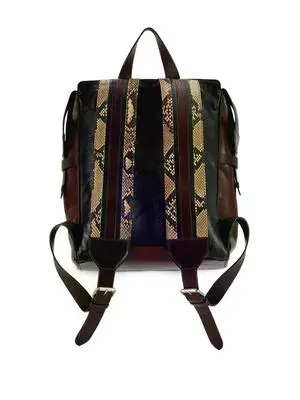Dries Van Noten Leather Backpack With Snakeskin Straps