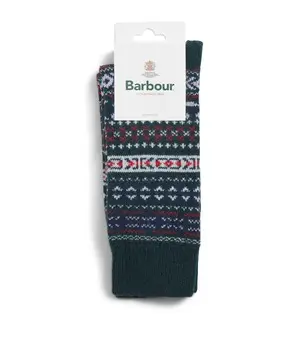 Barbour Wool-blend Fair Isle Boyd Socks - Green