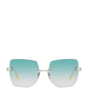 Dita Rimless Square Embra Sunglasses - Silver