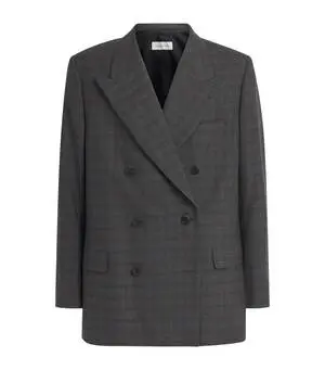 Dries Van Noten Wool Check Double-breasted Blazer - Brown