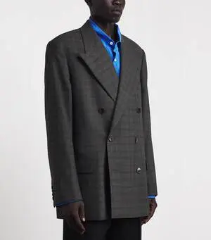 Dries Van Noten Wool Check Double-breasted Blazer