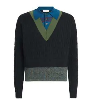 Dries Van Noten Wool-cotton Layered Sweater - Black