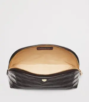 ASPINAL OF LONDON Small Leather Croc-embossed Cosmetic Case