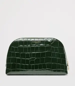 ASPINAL OF LONDON Large Leather Croc-embossed Cosmetic Case