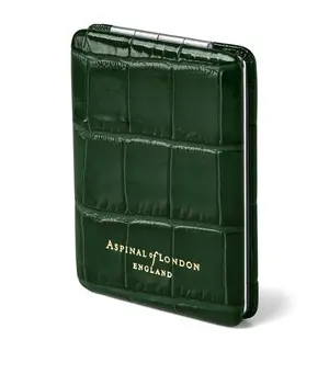 ASPINAL OF LONDON Croc-embossed Leather Handbag Mirror - Green