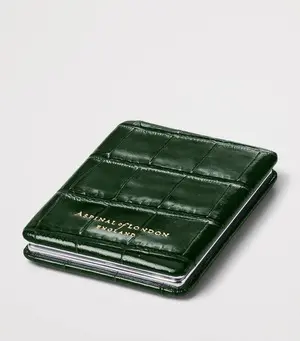 ASPINAL OF LONDON Croc-embossed Leather Handbag Mirror
