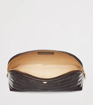 ASPINAL OF LONDON Large Leather Croc-embossed Cosmetic Case