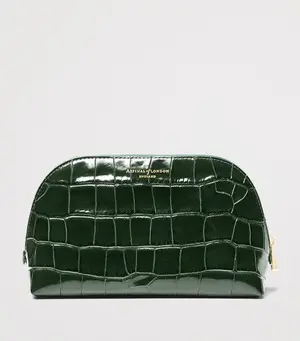 ASPINAL OF LONDON Small Leather Croc-embossed Cosmetic Case