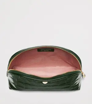 ASPINAL OF LONDON Small Leather Croc-embossed Cosmetic Case