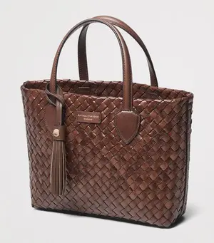 ASPINAL OF LONDON Small Woven Leather Tote Bag