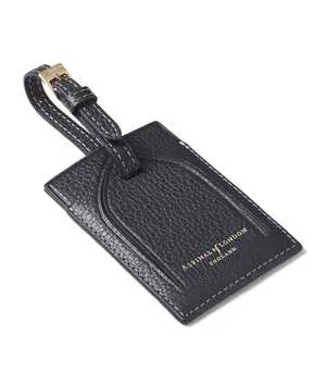 ASPINAL OF LONDON Leather Luggage Tag - Navy