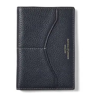 ASPINAL OF LONDON Leather Hudson Passport Cover - Navy