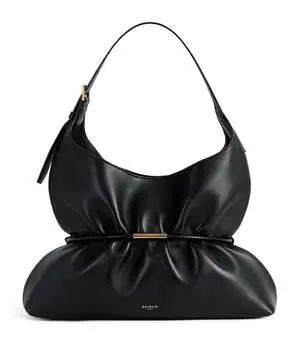 Balmain Medium Lambskin Sphynx Top-handle Bag - Black