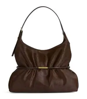 Balmain Medium Pony Hair Sphynx Shoulder Bag - Brown