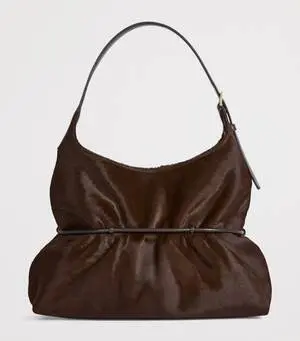 Balmain Medium Pony Hair Sphynx Shoulder Bag