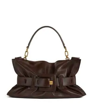 Balmain Medium Leather Anthem Shoulder Bag - Brown