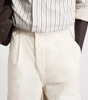 Jacquemus Pleated Pyjama Shorts With Contrast Piping - White