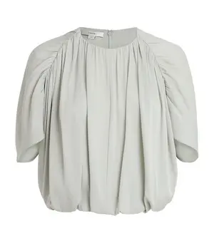 Vince Stretch-silk Cape-sleeve Bubble Blouse - Green