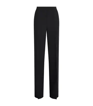 Max Mara Virgin Wool Palazzo Trousers - Black