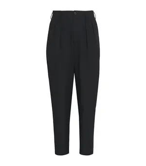 Yohji Yamamoto Wool Pleated Straight Trousers - Black