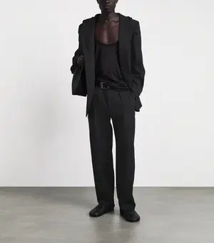 Yohji Yamamoto Wool Pleated Straight Trousers