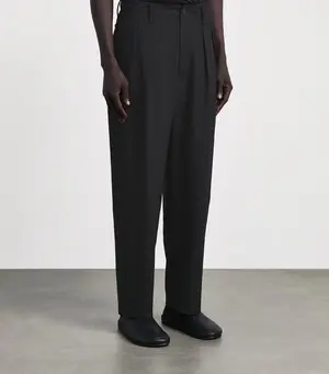 Yohji Yamamoto Wool Pleated Straight Trousers