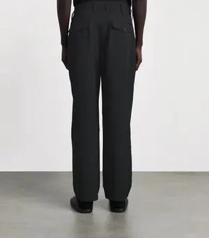 Yohji Yamamoto Wool Pleated Straight Trousers